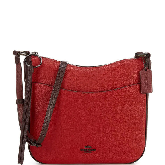 Coach | Bags | Coach Brick Red Color Block Leather Chaise Black ...